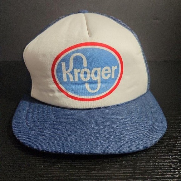 Accessories | Kroger Trucker Hat One Size Blue White Mesh Snapback ...